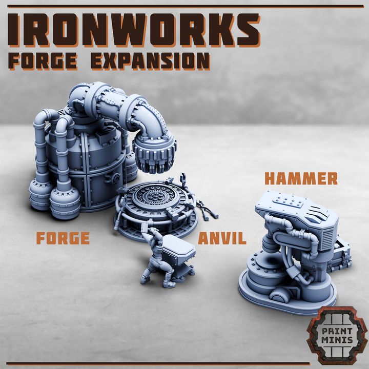 3D Printable Forge Works - Ironworks Expansion by Print Minis
